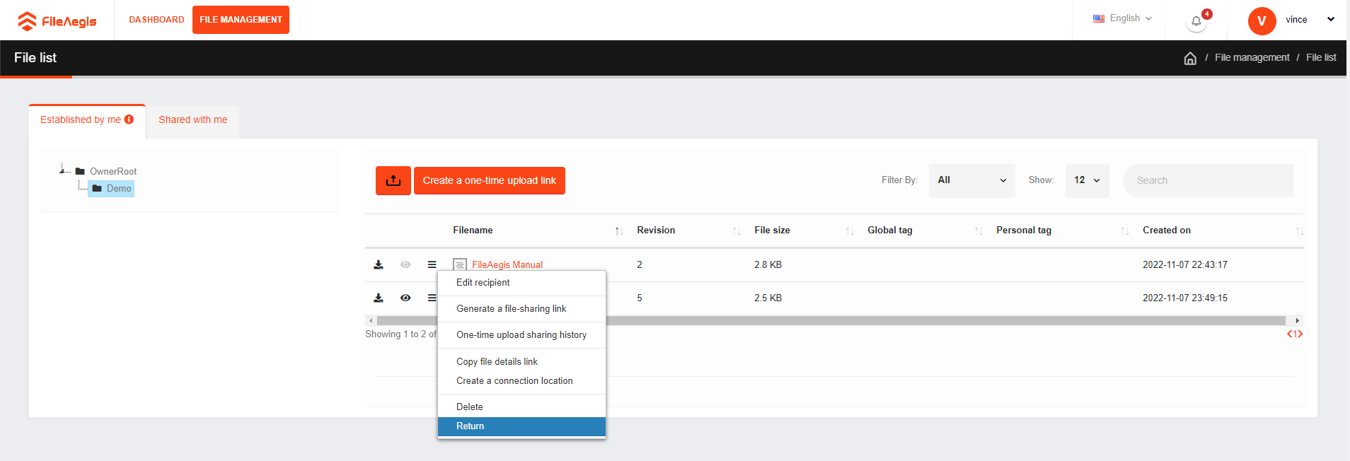 Returning Files – FileAegis Help Center